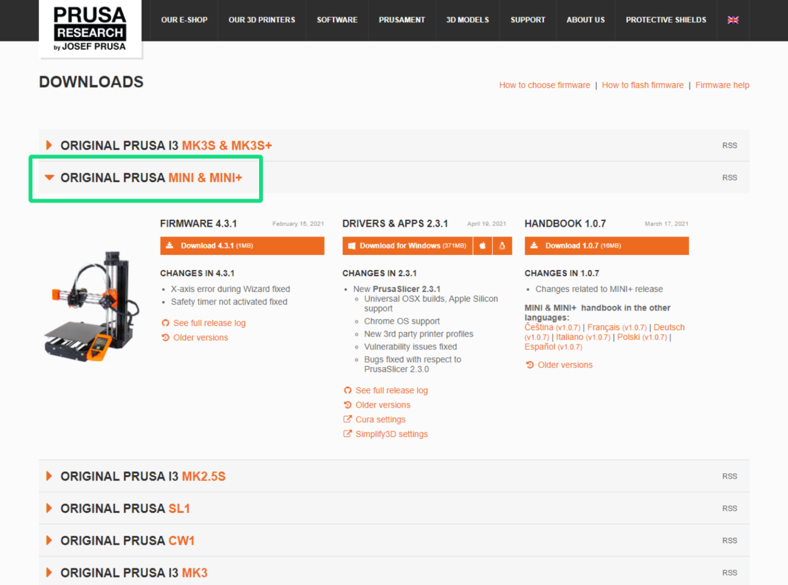 How to update firmware (MINI/MINI+) | Prusa Knowledge Base