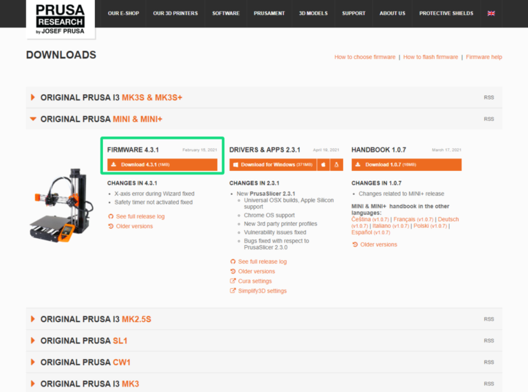 How to update firmware (MINI/MINI+) | Prusa Knowledge Base