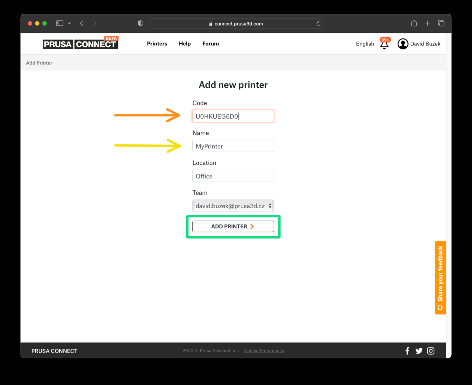 Adding the printer to Prusa Connect (XL firmware up to 4.7.5) | Prusa Knowledge Base
