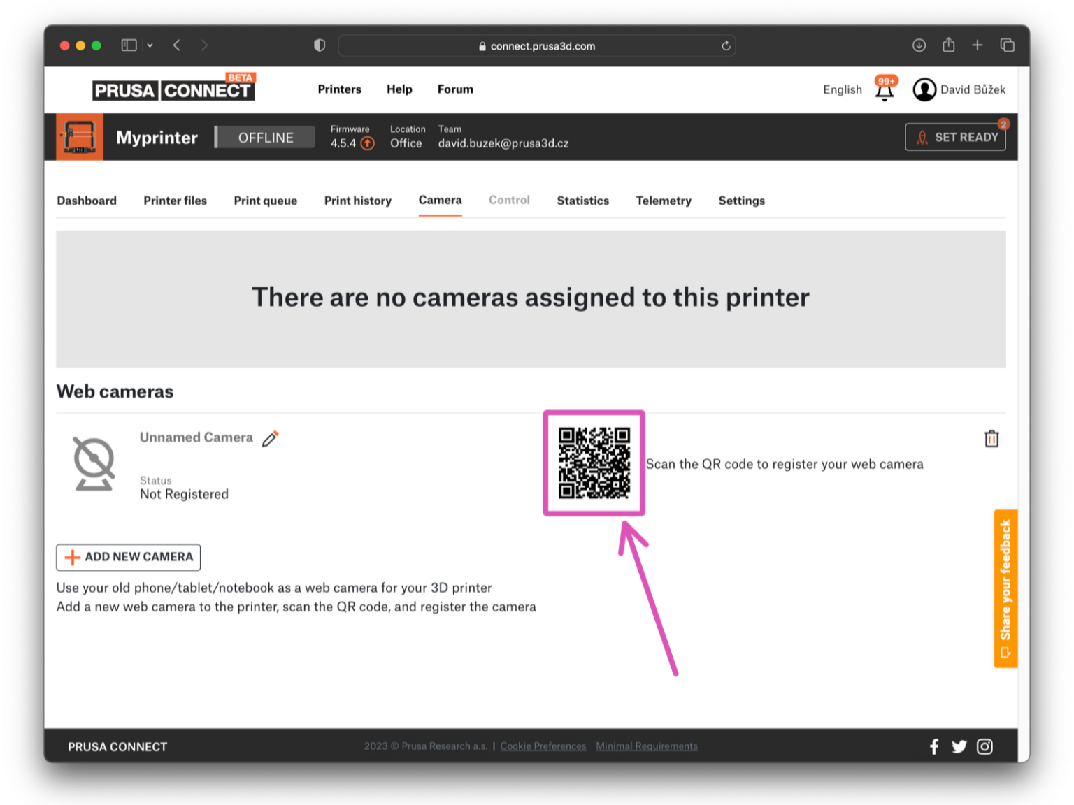 Camera setup for PrusaLink / Prusa Connect | Prusa Knowledge Base