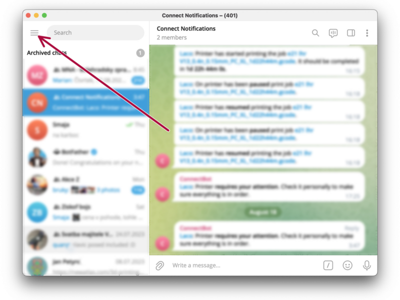 Prusa Connect - Telegram notifications setup | Prusa Knowledge Base