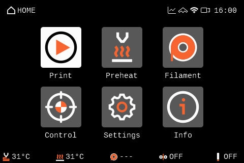LCD menu (CORE One) | Prusa Knowledge Base