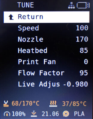 Tune Menu | Prusa Knowledge Base